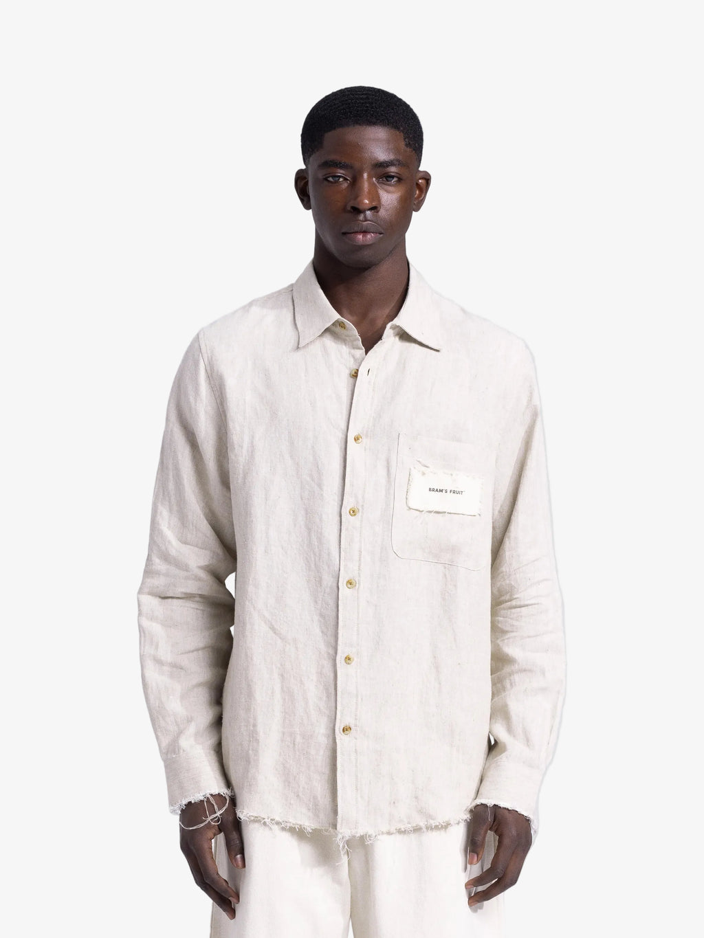 Distressed Linen Shirt Longsleeve - Natural Linen – Bram's Fruit